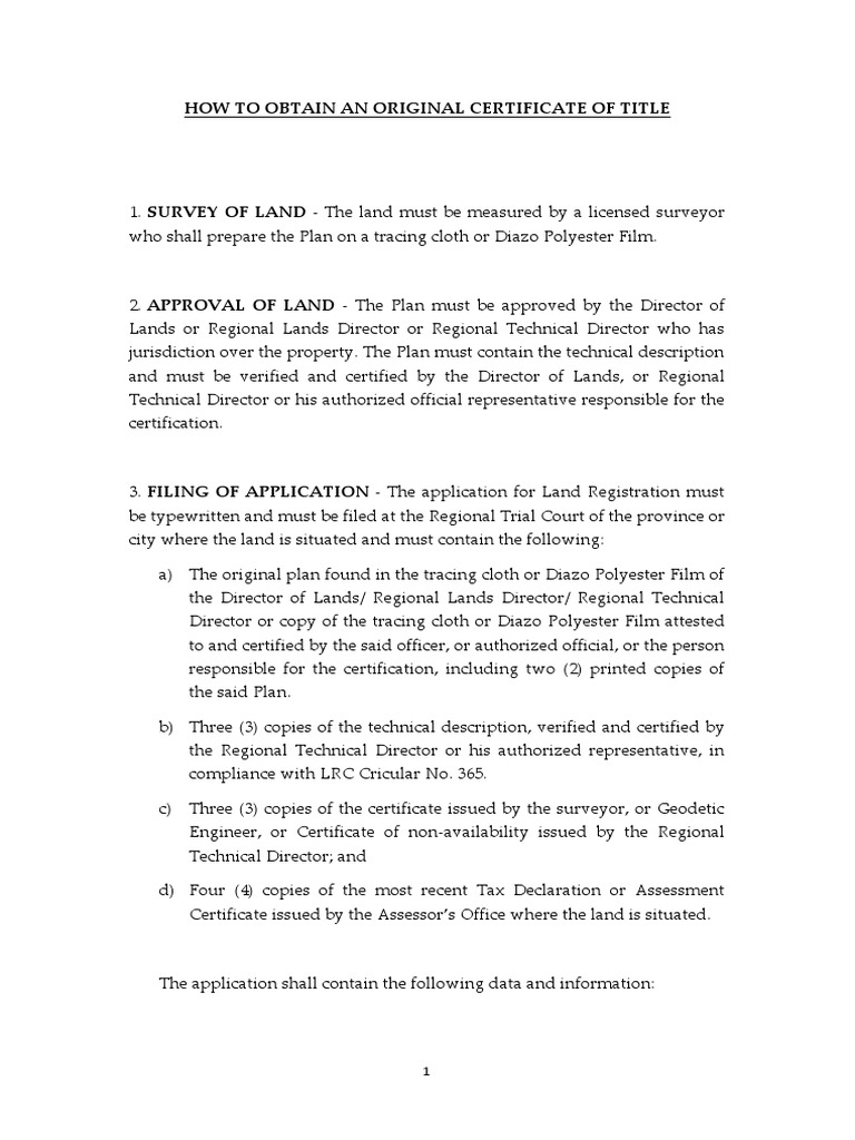 How to Obtain Original Title Certificate | PDF | Surveying | Virtue