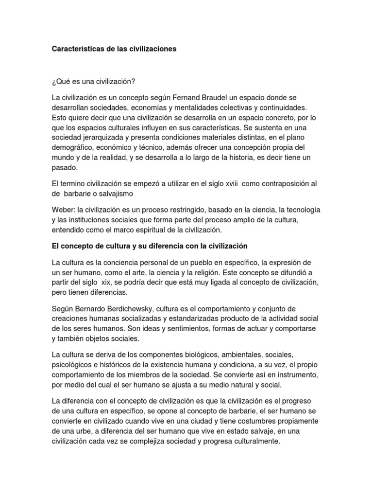 Características de Las Civilizaciones | PDF | Civilización | Sociedad