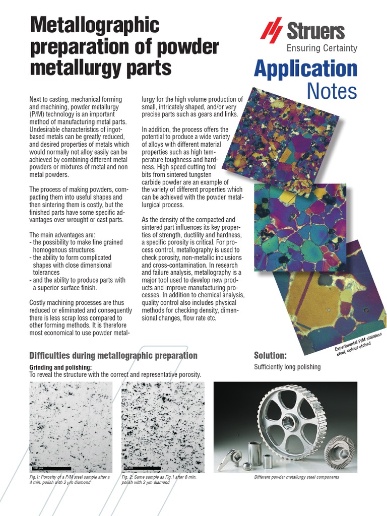 Powder Metallurgy Applications and Processes | PDF | Sintering | Tungsten