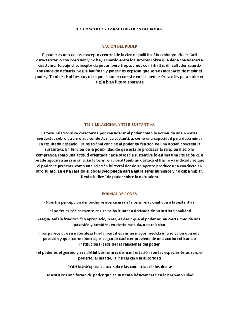 Conceptos y Caracteristicas Del Poder | PDF | Estratificación social ...