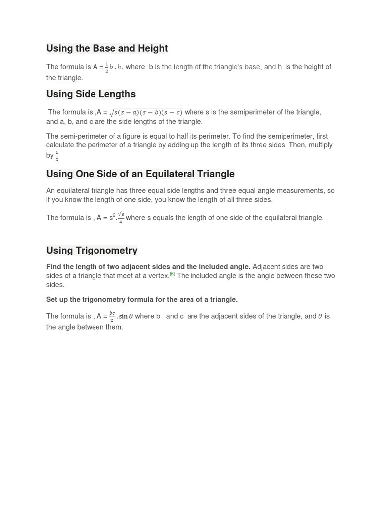 Using The Base and Height: Find The Length of Two Adjacent Sides and ...