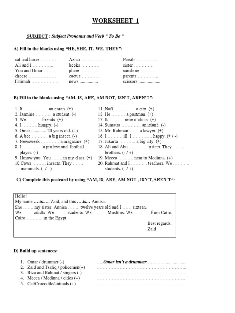 Tobe Worksheet | PDF | Syntax | Grammar