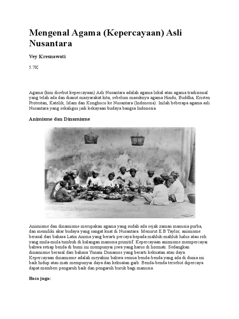 Agama Asli Nusantara: Kepercayaan Tradisional | PDF | Agama & Spiritualitas