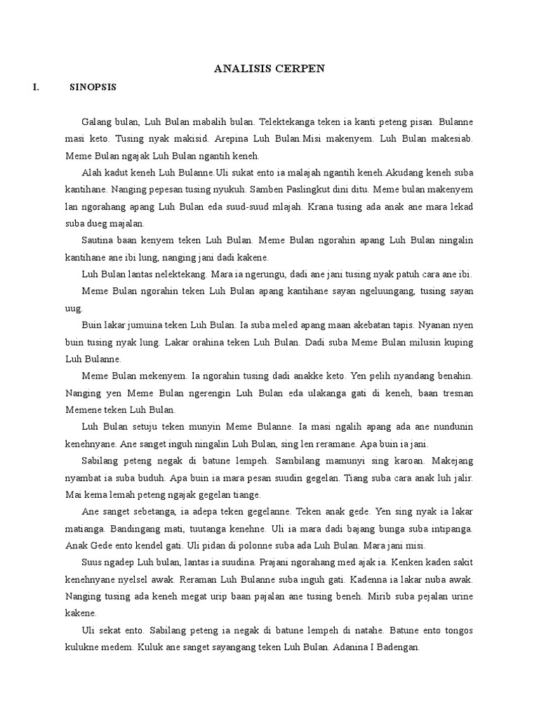 Analisis Cerpen Luh Bulan Bahasa Bali Pdf