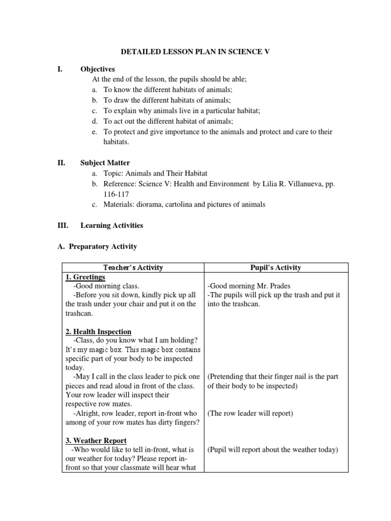 Animals and Their Habitats Lesson Plan | PDF | Amphibian | Habitat