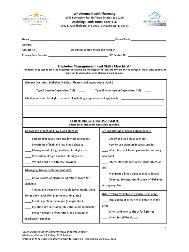 Diabetes Management Checklist | PDF | Physical Examination | Diabetes ...