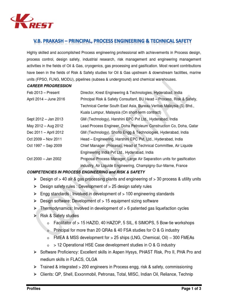 Krest - Principals (Summary) | PDF | Liquefied Natural Gas | Chemical Engineering