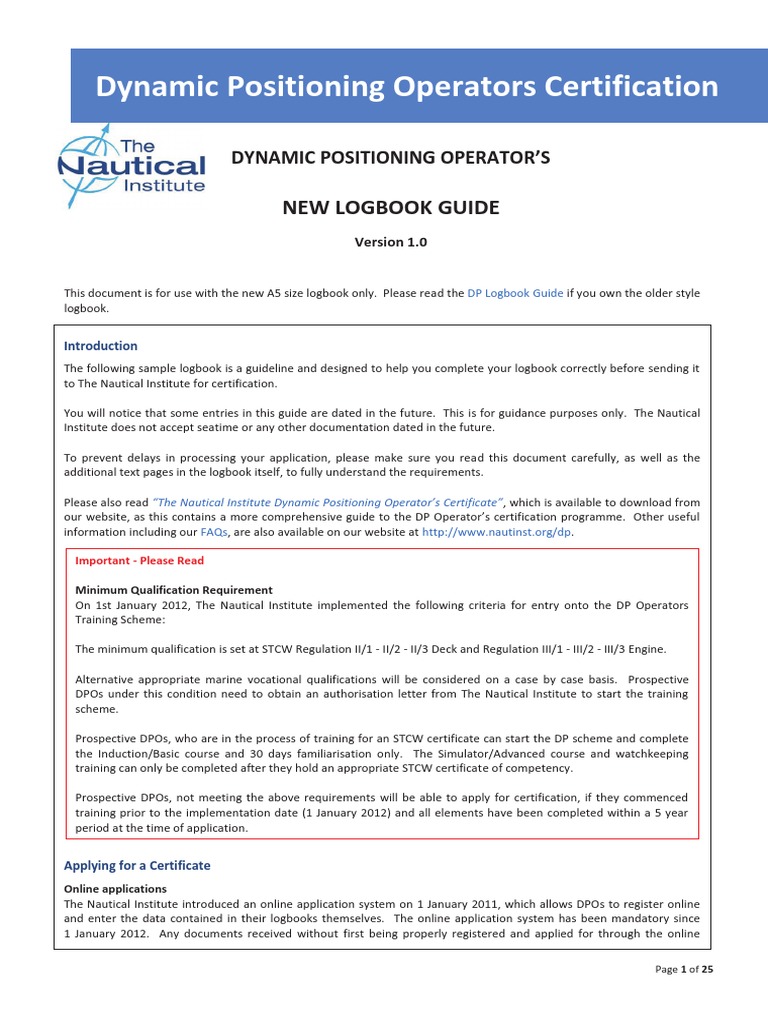 New DP Logbook Guide - Apr 2013 | PDF | Business