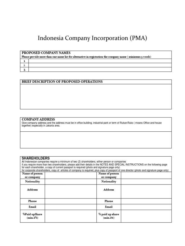 Setting Up PMA Form | PDF | Board Of Directors | Identity Document
