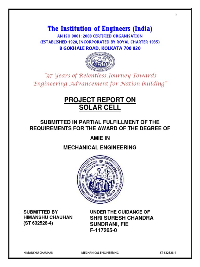 Solar Cell Project Report | PDF | Thin Film Solar Cell | Solar Cell