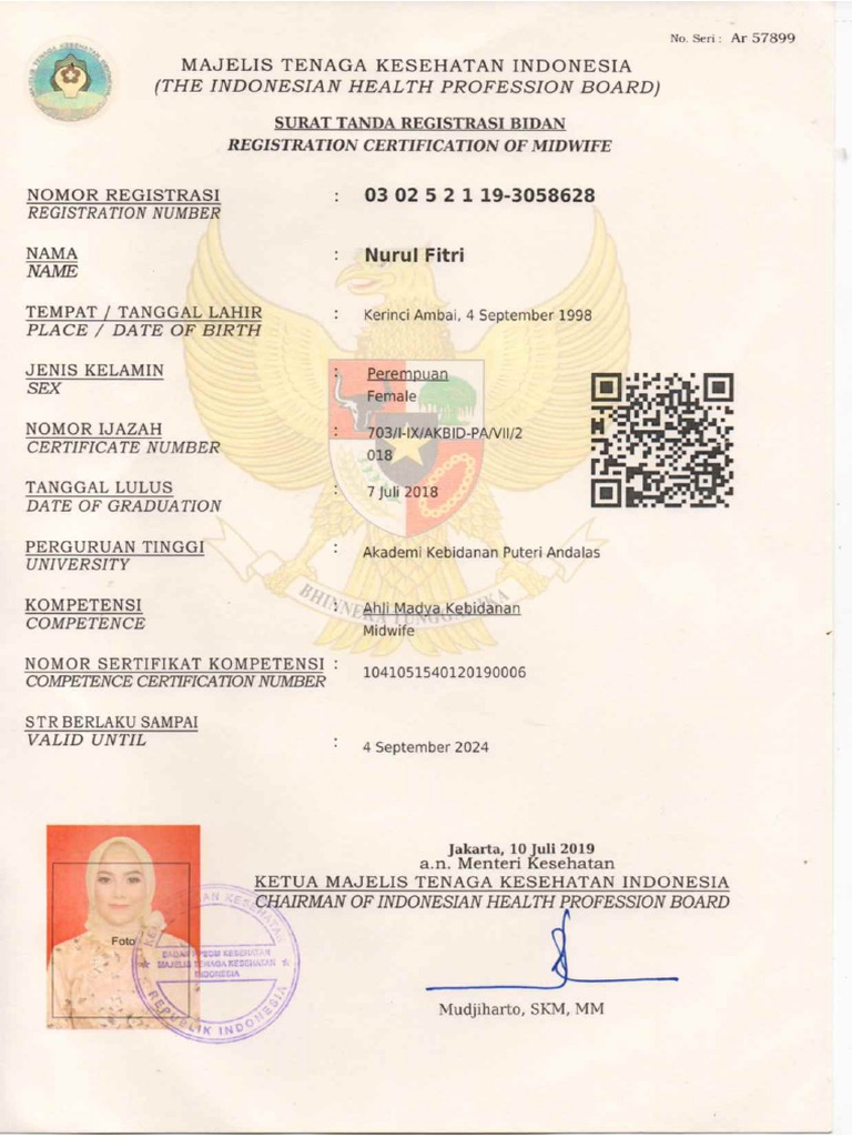 Surat Tanda Registrasi Bidan PDF | PDF