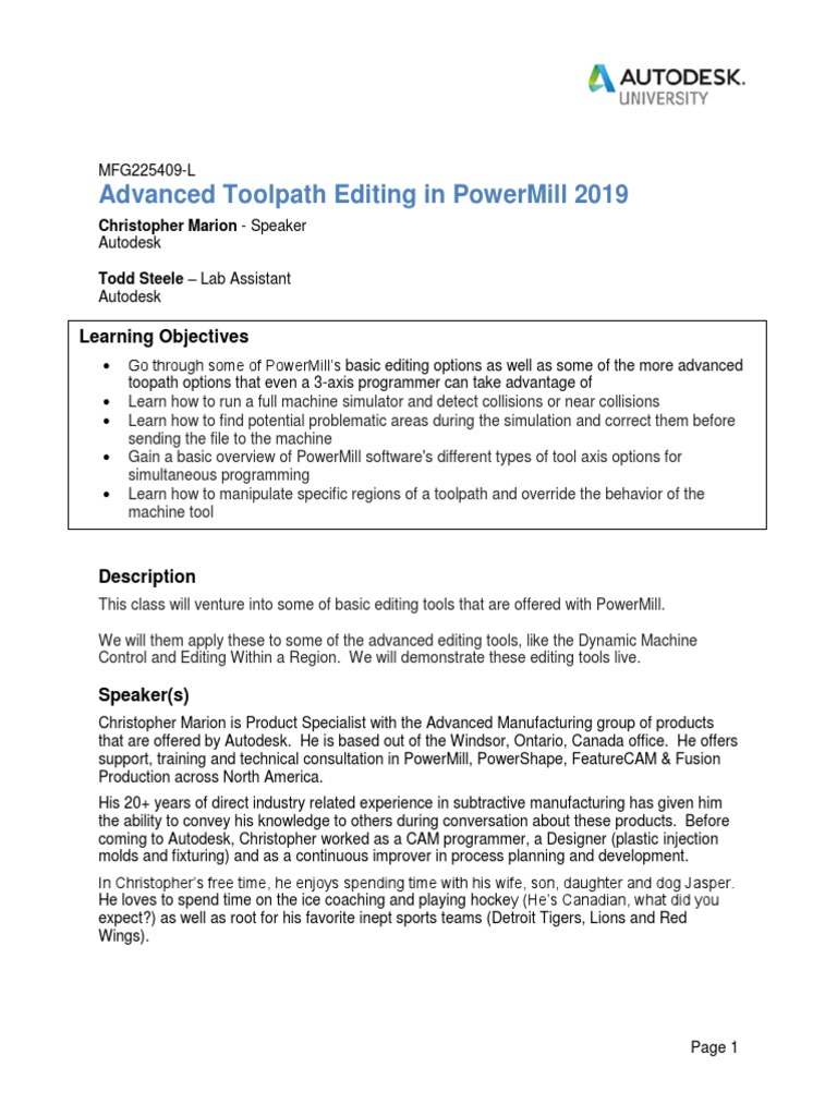 Advanced Toolpath Editing in Powermill 2019: Learning Objectives | PDF | Machine Tool | Button ...