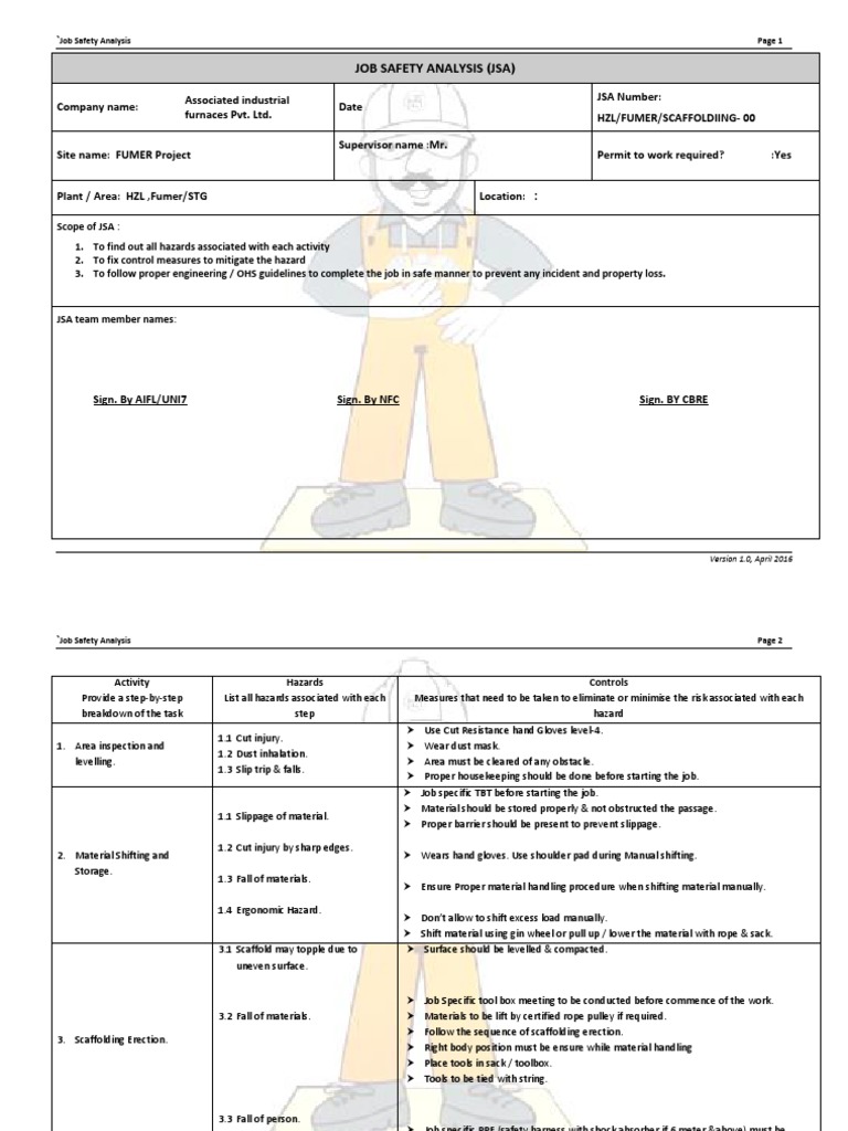 Scaffolding Job Safety Analysis Guide | PDF | Scaffolding | Personal ...