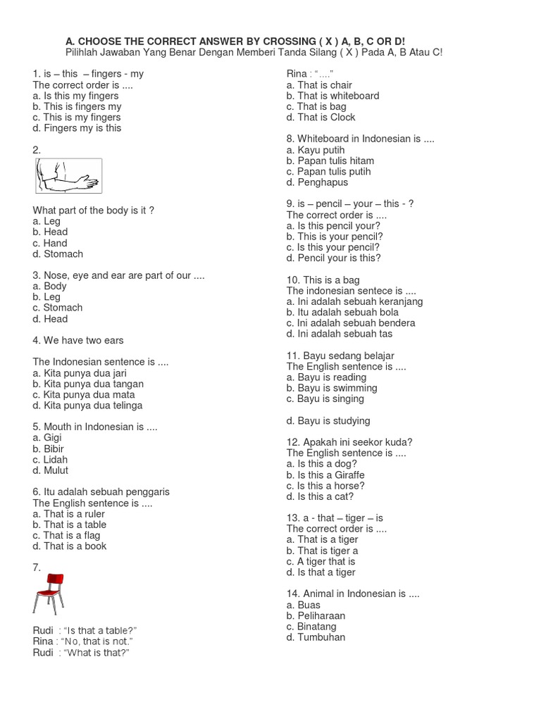 A. Choose The Correct Answer by Crossing (X) A, B, C or D! | PDF
