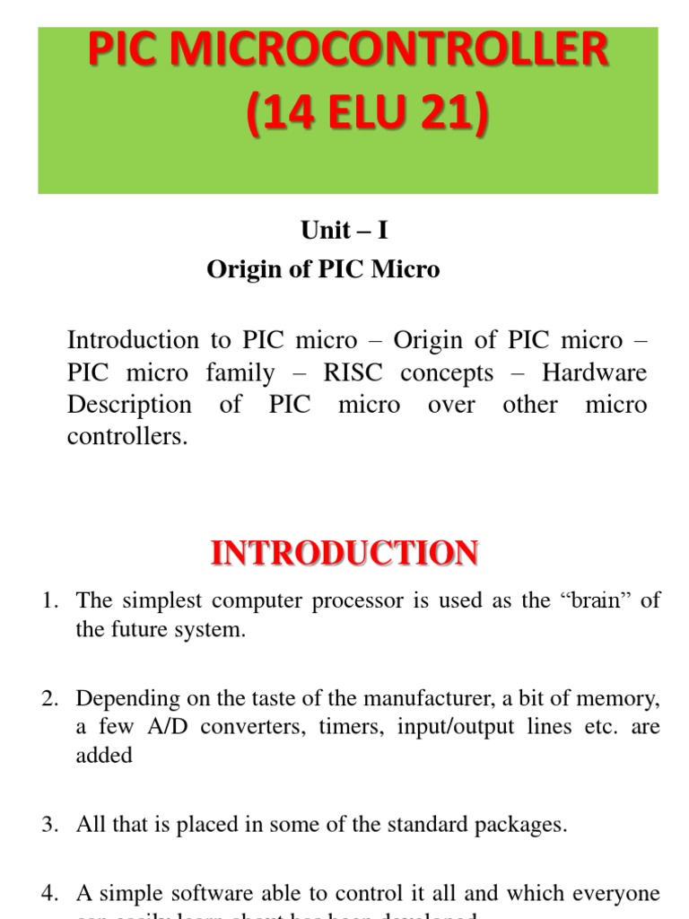 Unit-1 Pic | Download Free PDF | Assembly Language | Microcontroller