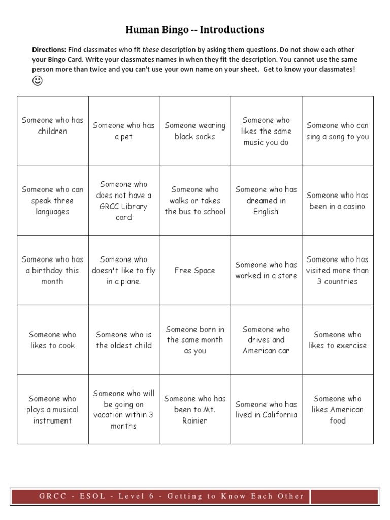 Human Bingo PDF | PDF | Gaming And Lottery