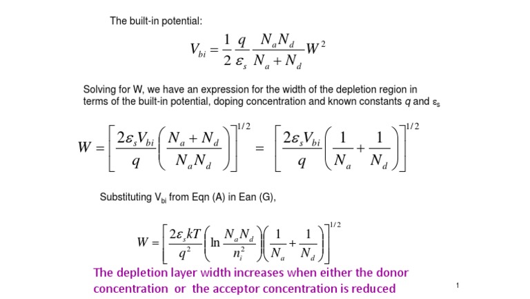 Depletion Width Expression | PDF
