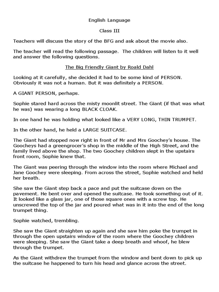 Aural Comprehension BFG | PDF | Philosophy | Language Arts & Discipline