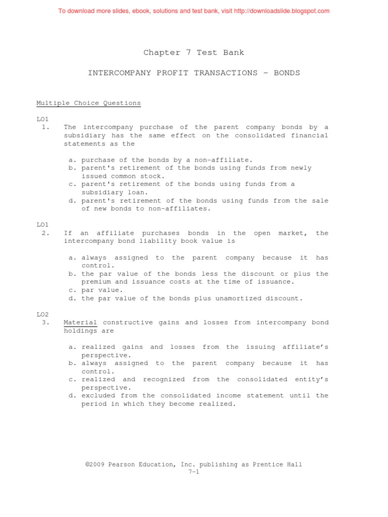 Chapter 7 Test Bank: ©2009 Pearson Education, Inc. Publishing As ...