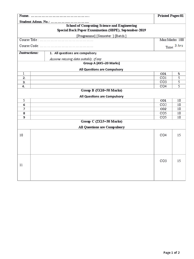 Template For ETE of SBPE - Sep 2019 | PDF