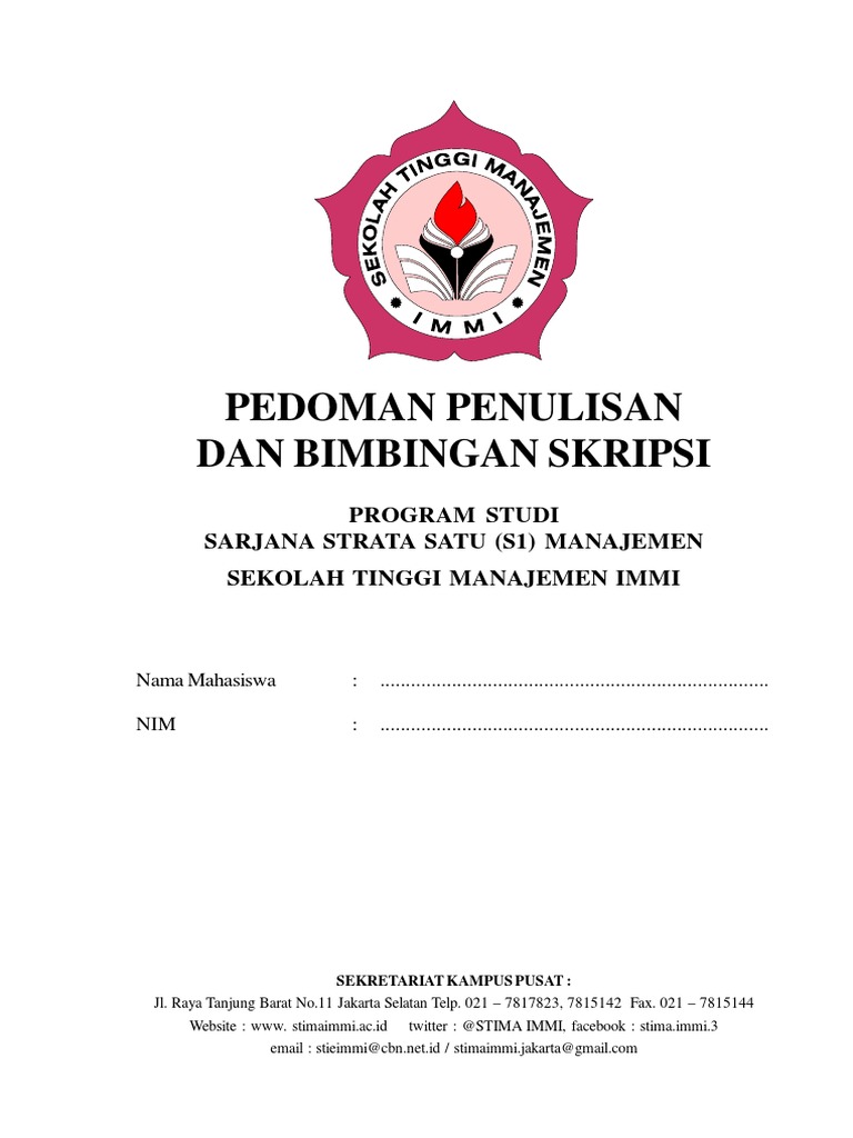 Pedoman Skripsi STIMA IMMI Jakarta | PDF | Karier & Perkembangan
