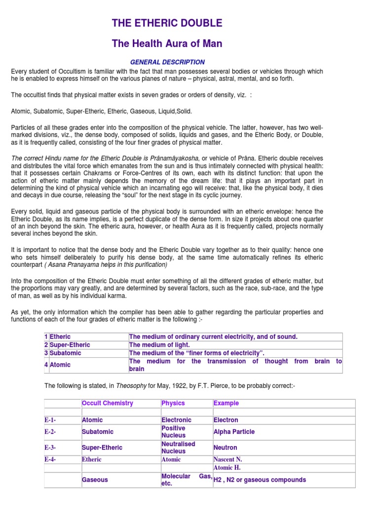 The Etheric Double The Health Aura of Man: General Description | Download Free PDF | Kundalini ...