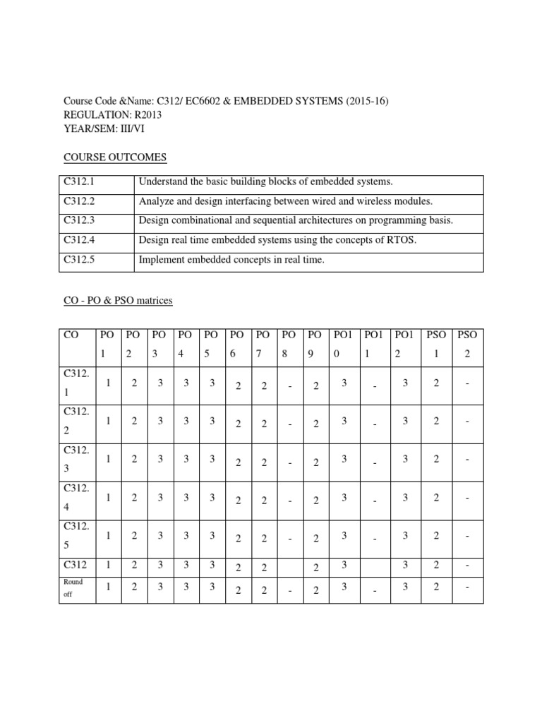 Course Code &name: Regulation: R2013 Year/Sem: Iii/Vi: Round Off | PDF ...