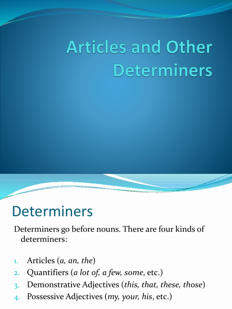 Articles & Determiners | Download Free PDF | Grammatical Number | Noun