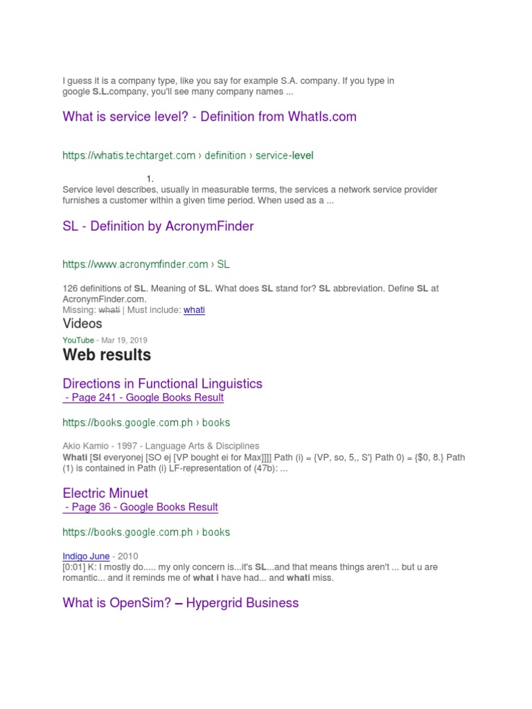 What is SL? Defining service level, S.L. companies, and more | PDF