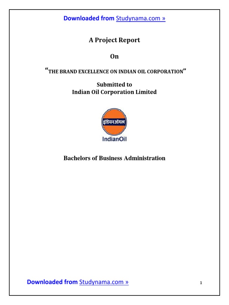 Project Report On Indian Oil | PDF | Oil Refinery | Petroleum