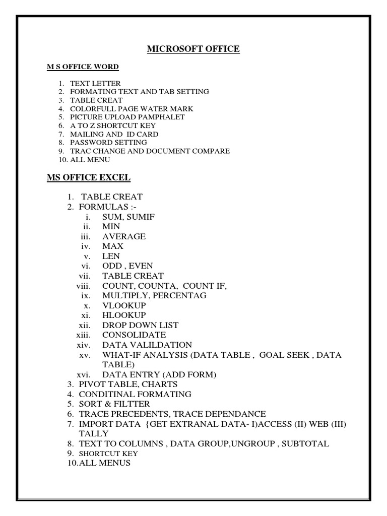 Microsoft Office Notes | PDF