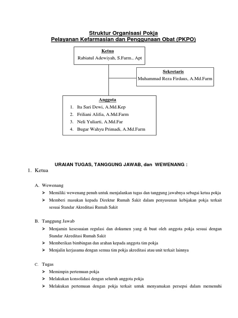 Struktur Organisasi Pokja PKPO | PDF