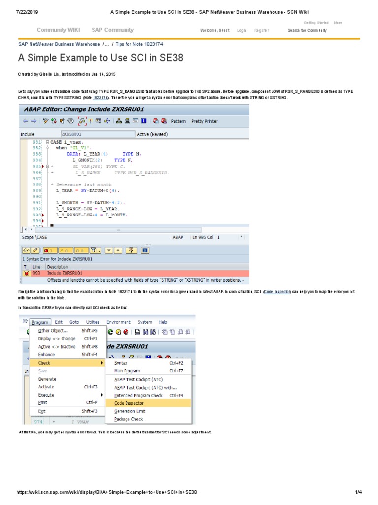A Simple Example To Use SCI in SE38 - SAP NetWeaver Business Warehouse ...