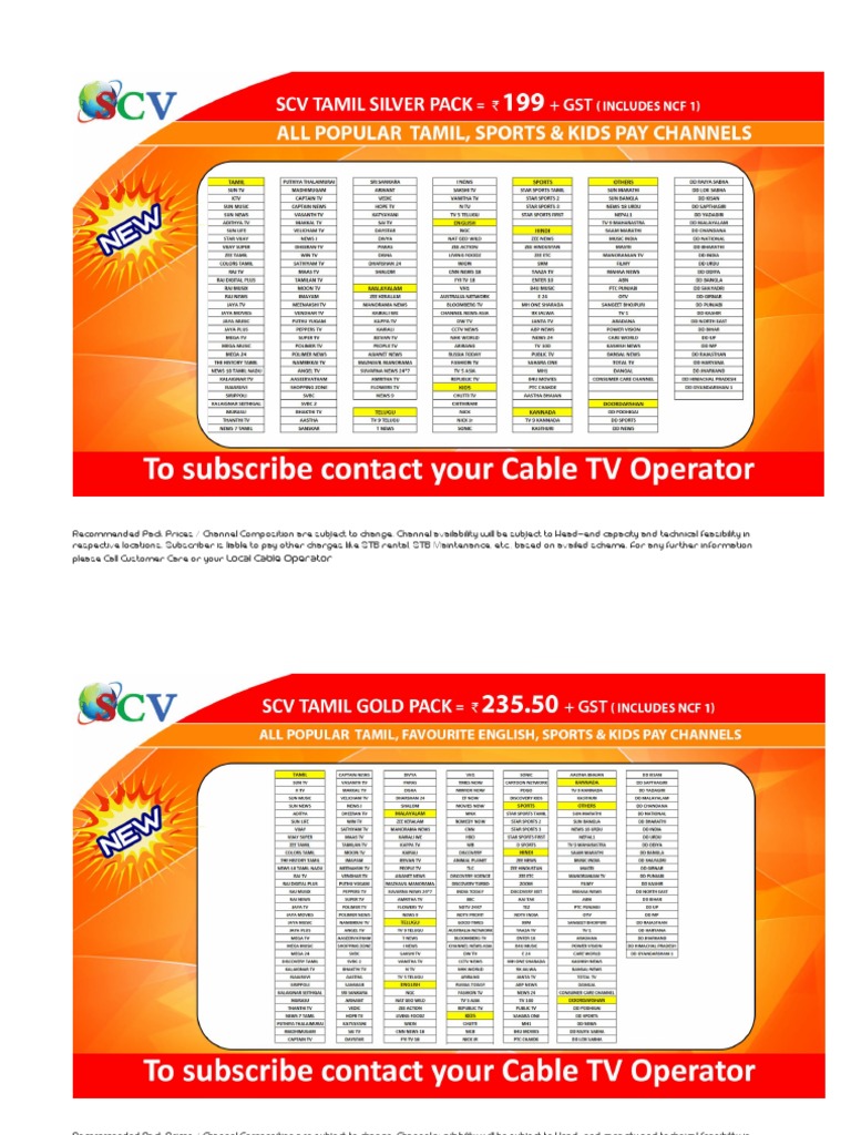 SCV Recommended Pack | PDF | Subscription Business Model | Cable Television
