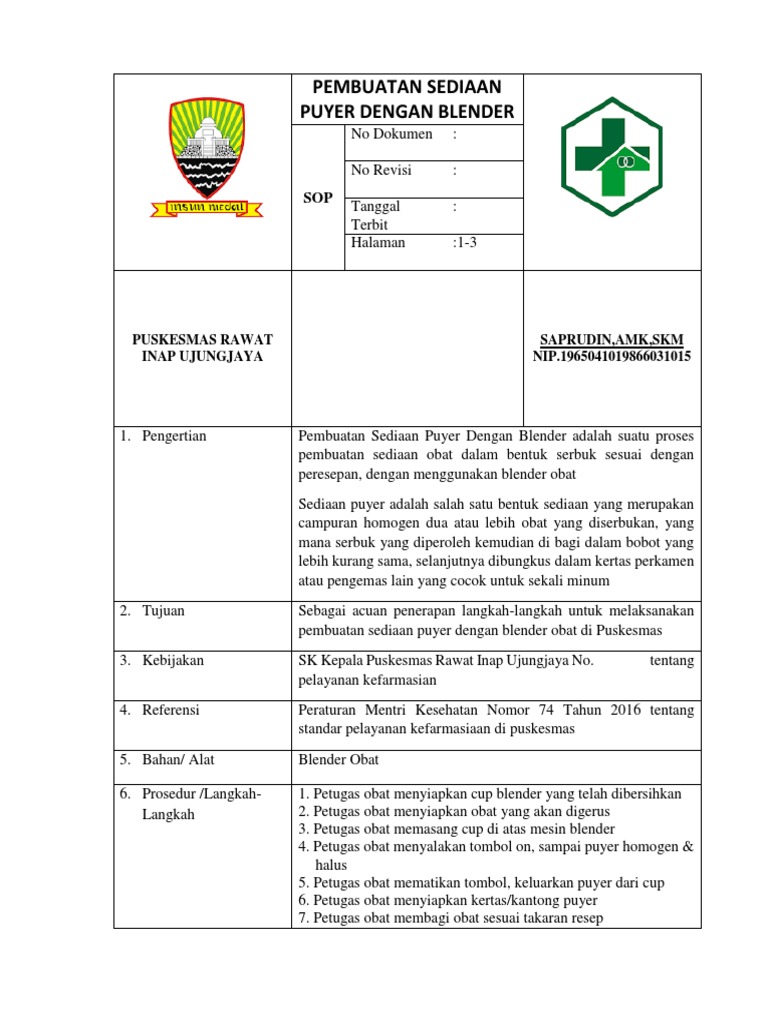 Sop Pembuatan Puyer | PDF | Kesehatan Holistik