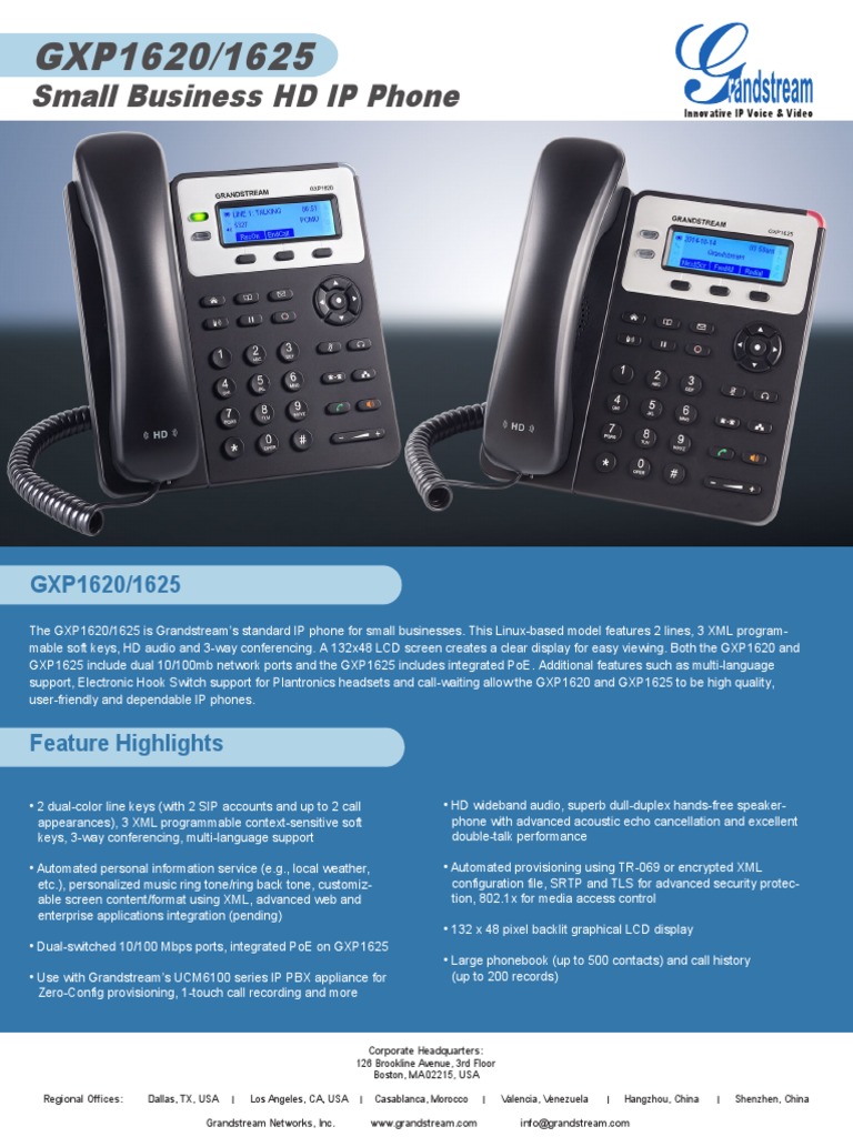 Grandstream Gxp1620 1625 Datasheet | Session Initiation Protocol | Data ...