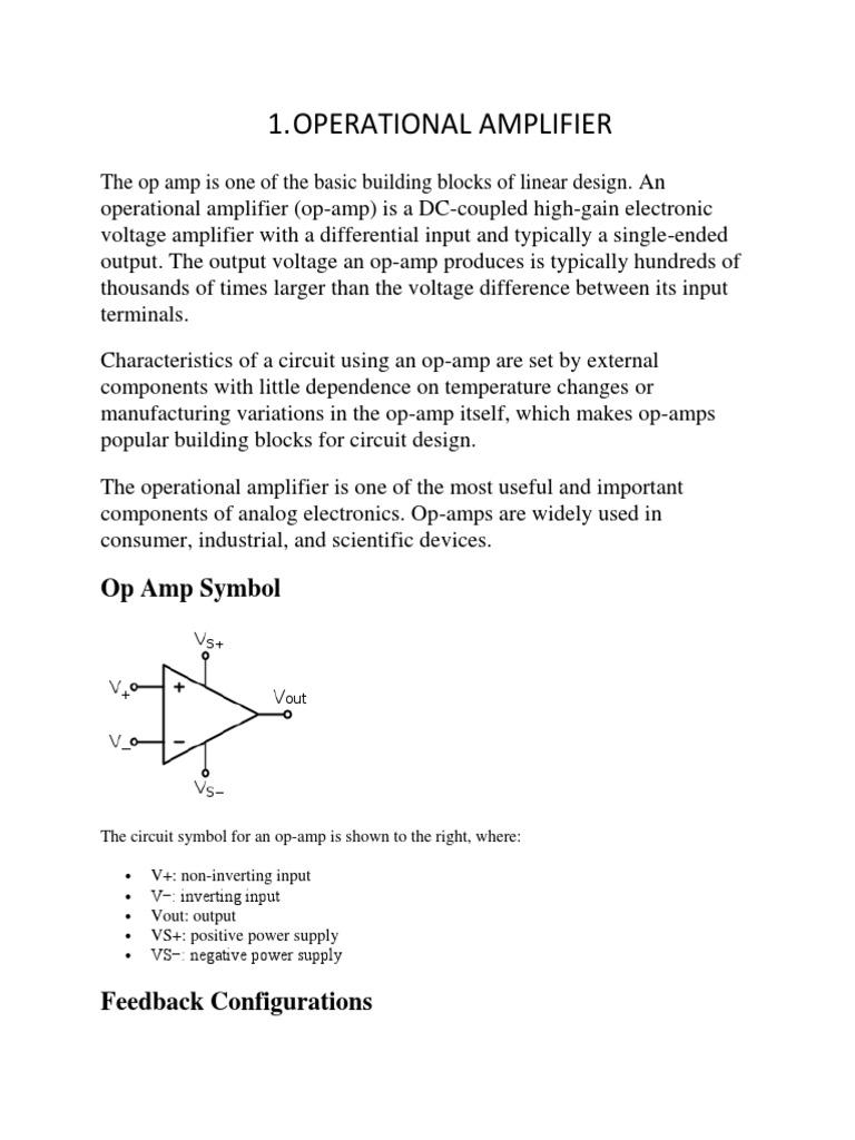 Operational Amplifier: Op Amp Symbol | PDF | Operational Amplifier ...