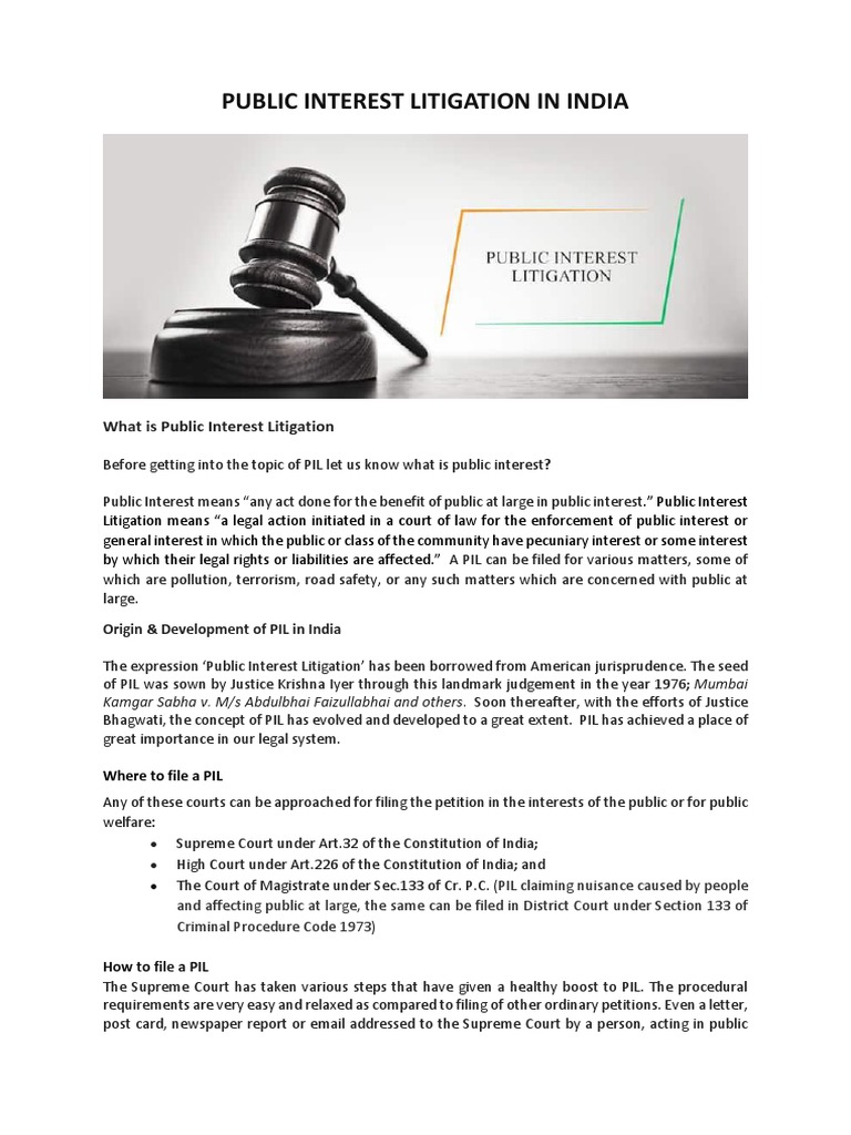 PIL in India | PDF | Supreme Court Of India | Separation Of Powers