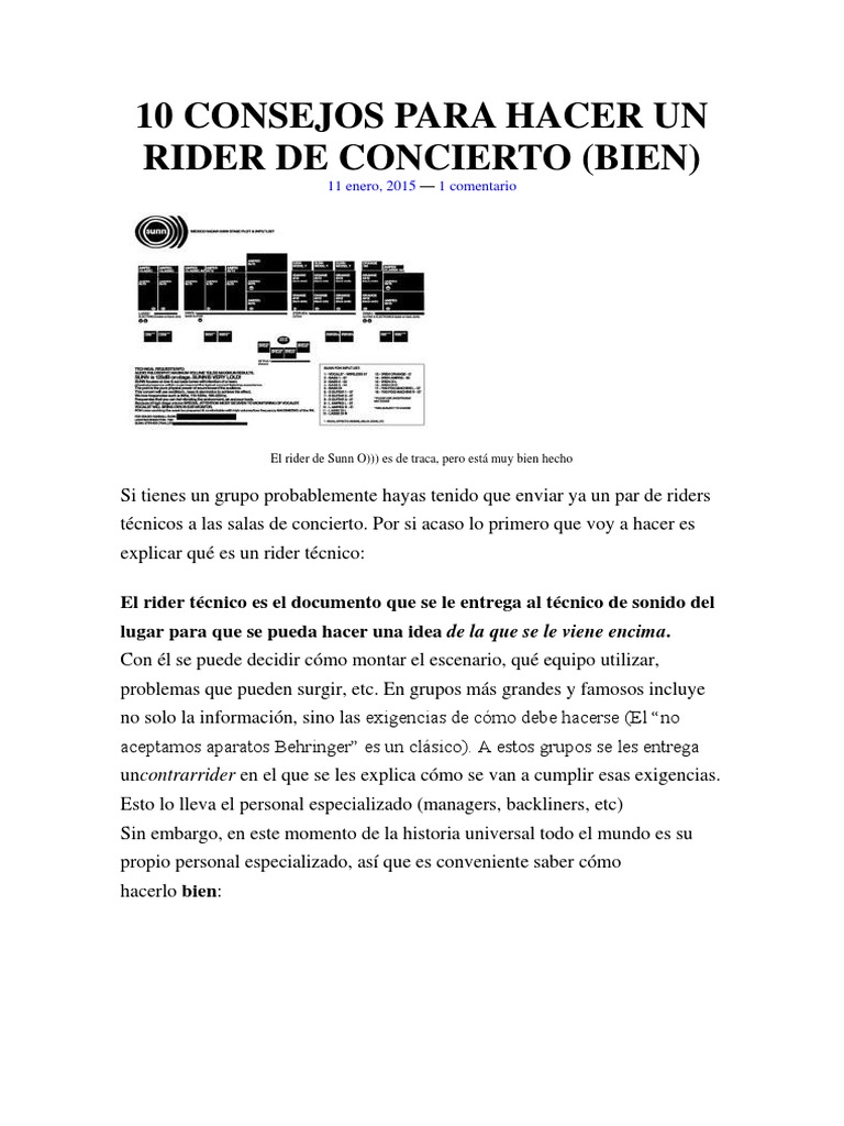 Guía para Crear un Rider de Concierto | PDF | Informática