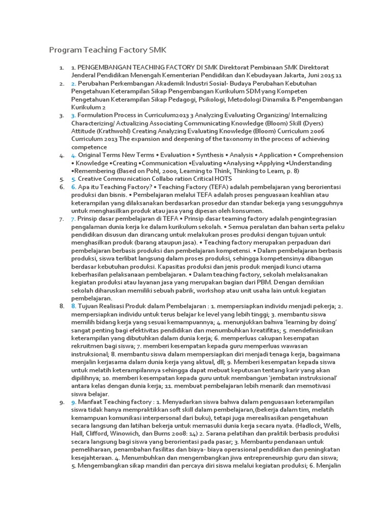 Program Teaching Factory SMK | PDF