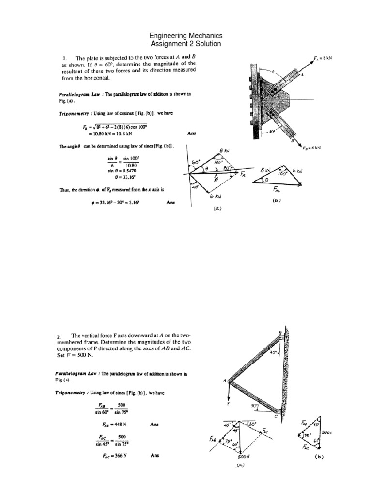 Engineering Mechanics Answers | PDF | Technology & Engineering