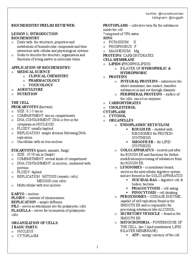 Biochemistry Prelim Reviewer | PDF | Enzyme Inhibitor | Cell (Biology)
