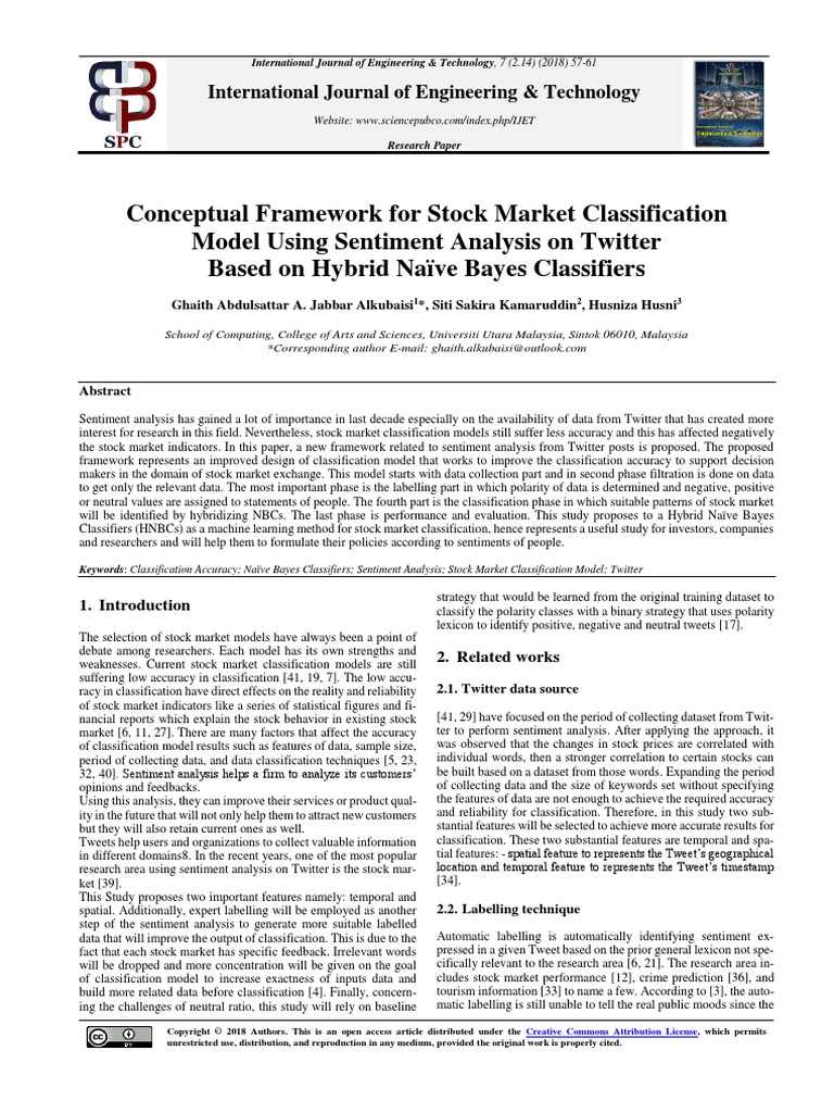 Conceptual Framework For Stock Market Classification Model Using Sentiment Analysis On Twitter ...