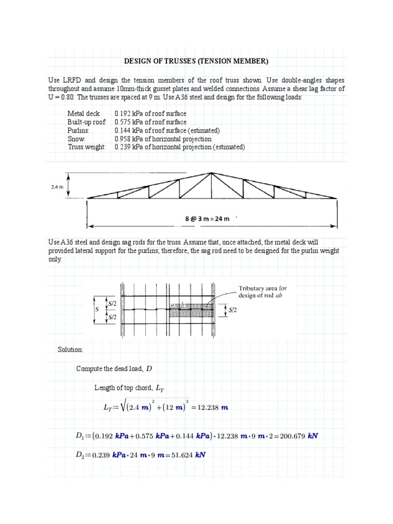Design of Trusses Tension Members | Download Free PDF | Truss | Applied ...