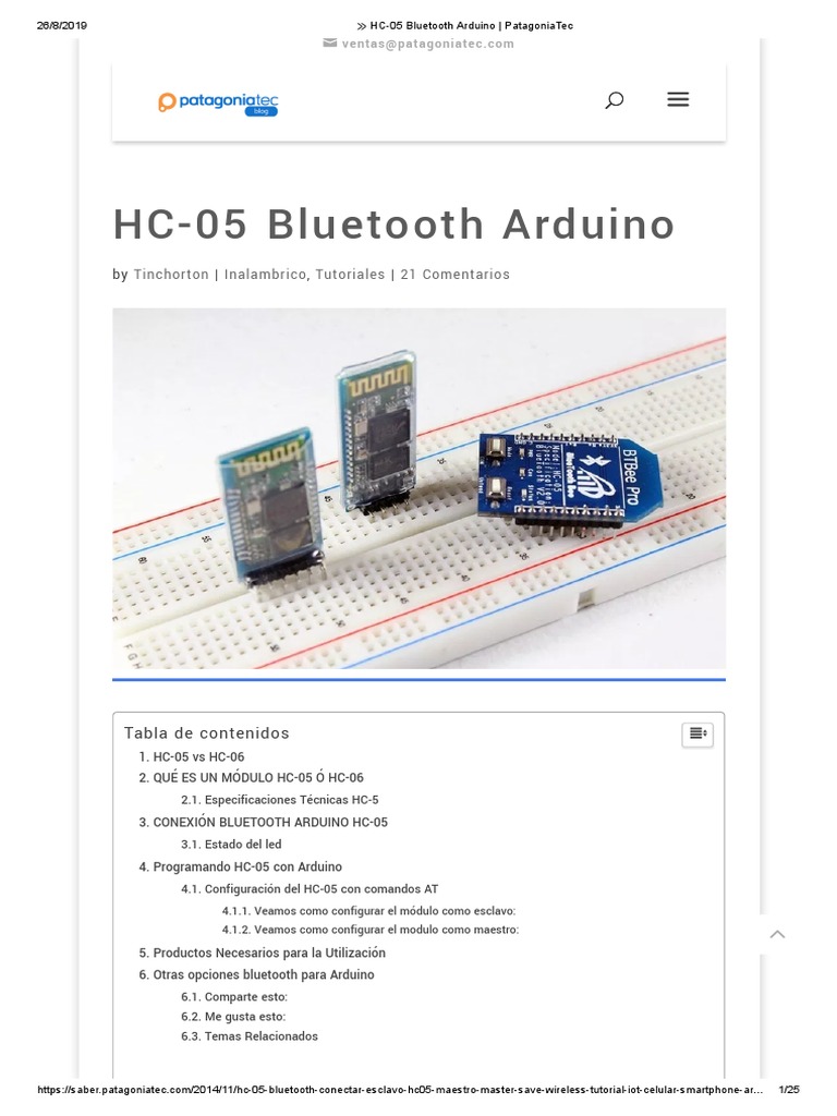HC-05 Bluetooth Arduino - PatagoniaTec | PDF | Bluetooth | Tableta