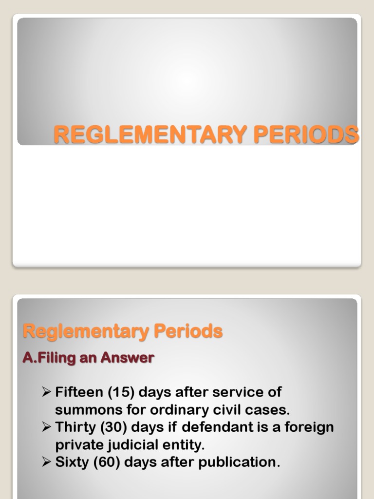 Reglementary Periods in Philippine Law | PDF | Law
