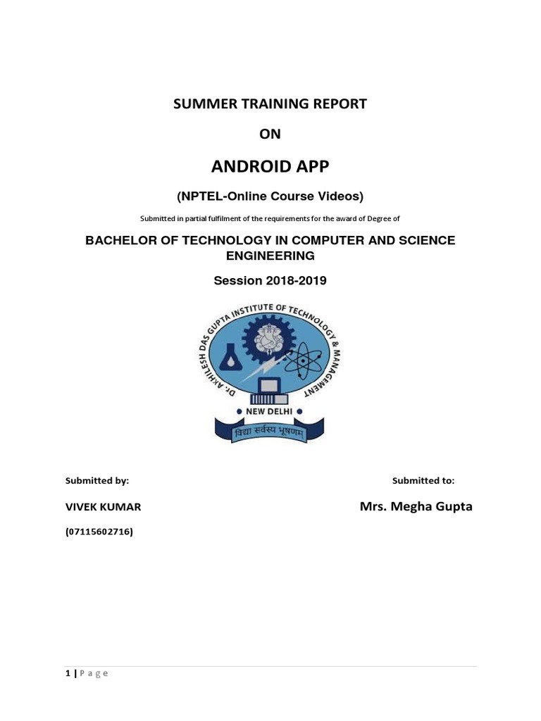 Android Project Project Nptel | PDF | Application Programming Interface ...