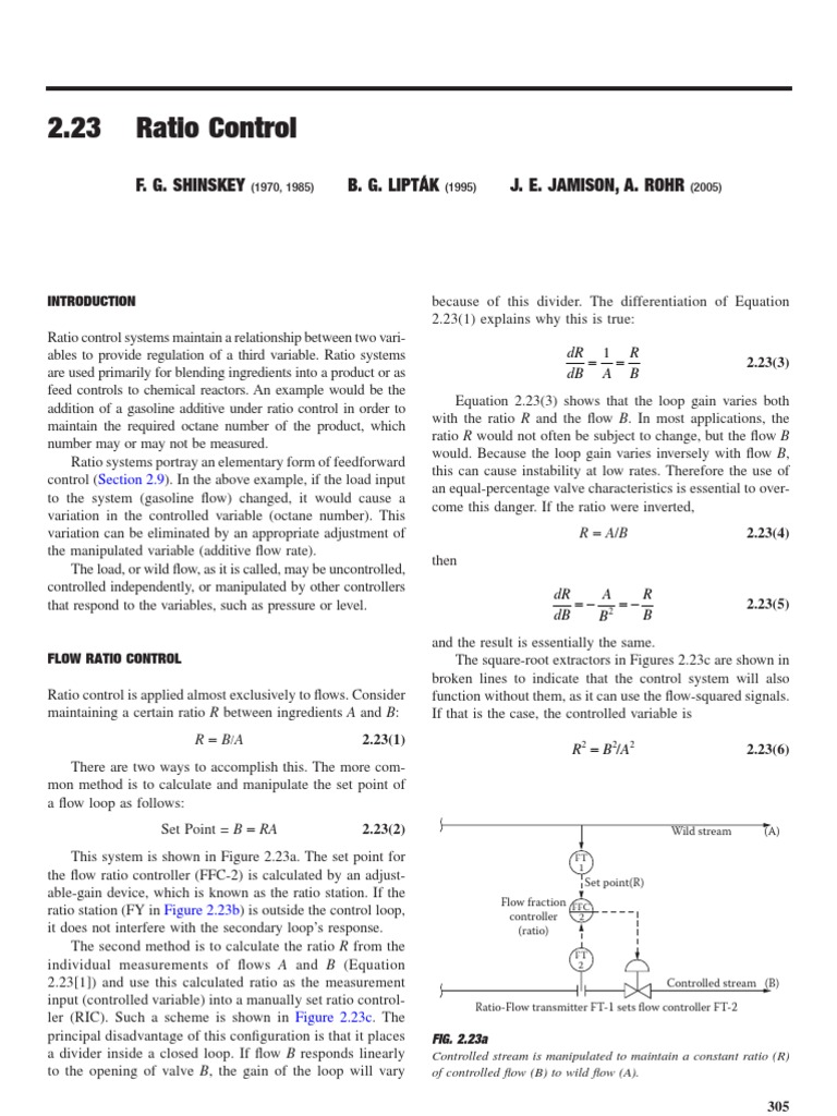 2.23 Ratio Control: F. G. Shinskey B. G. Lipták J. E. Jamison, A. Rohr ...