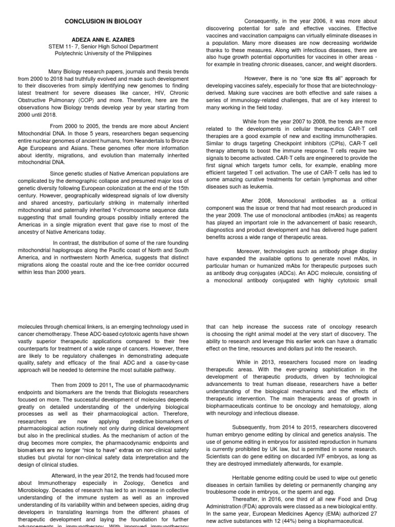 Conclusion in Biology | PDF | Drug Development | Monoclonal Antibody