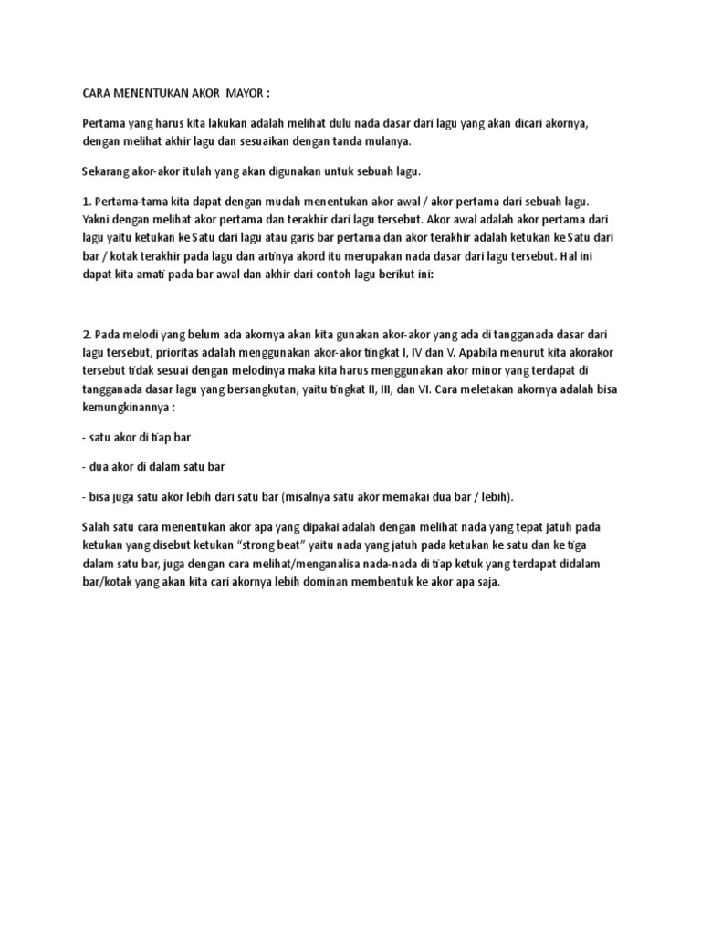 Cara Menentukan Akor Mayor | PDF